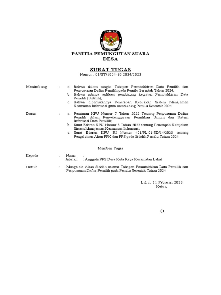 contoh surat tugas | PDF