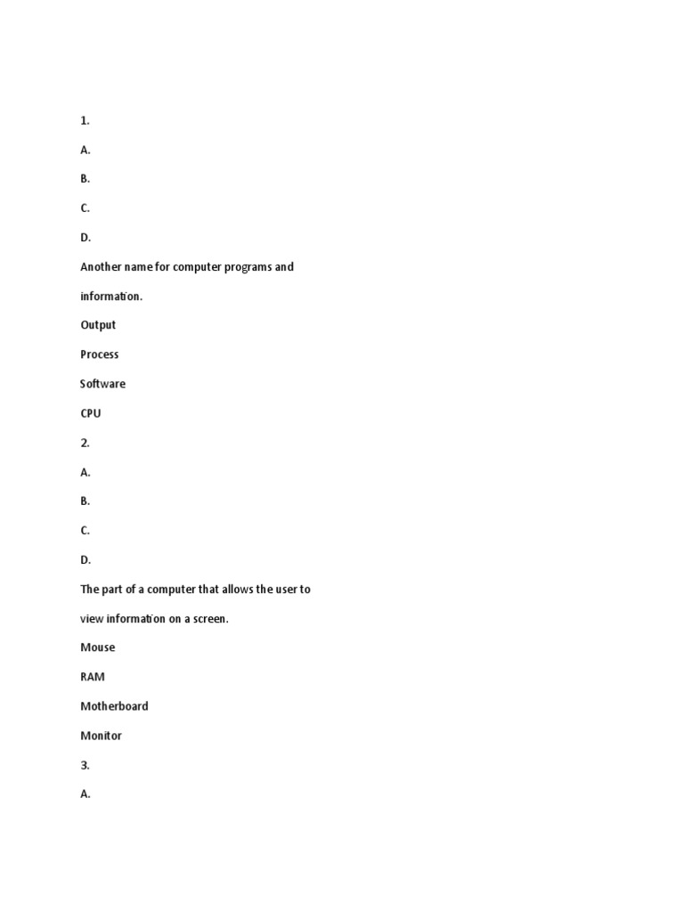 Computer Studies Questions | PDF | Input/Output | Computer Keyboard
