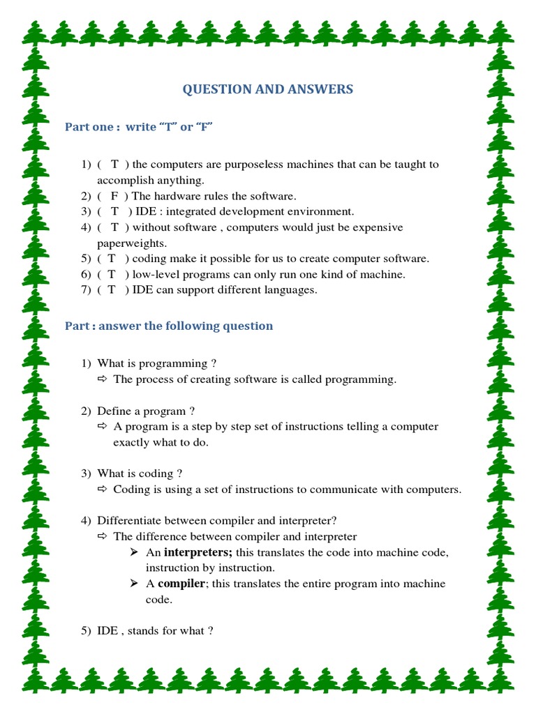 Questions and Answers. Lesson 1, Unit 3 | PDF | Computers