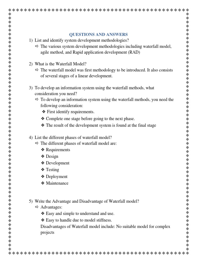 System Development Methodologies Questions and Answers | PDF | Software ...