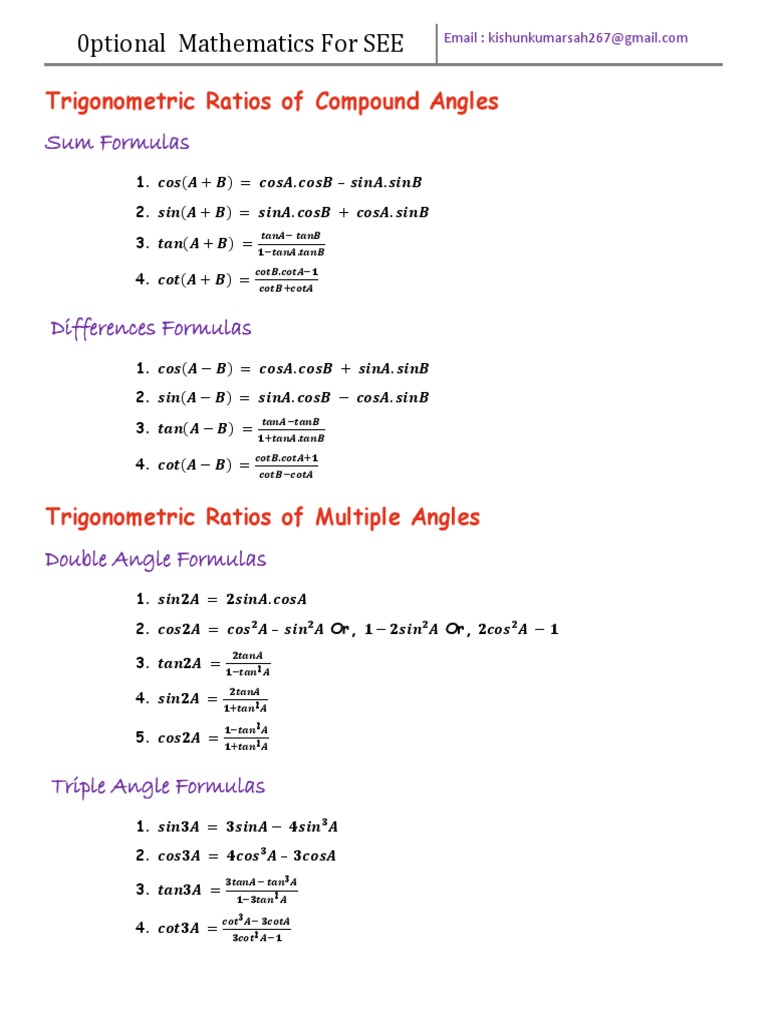 Trigonometric Ratios + Exercise + Compound Ratios of TR | PDF ...