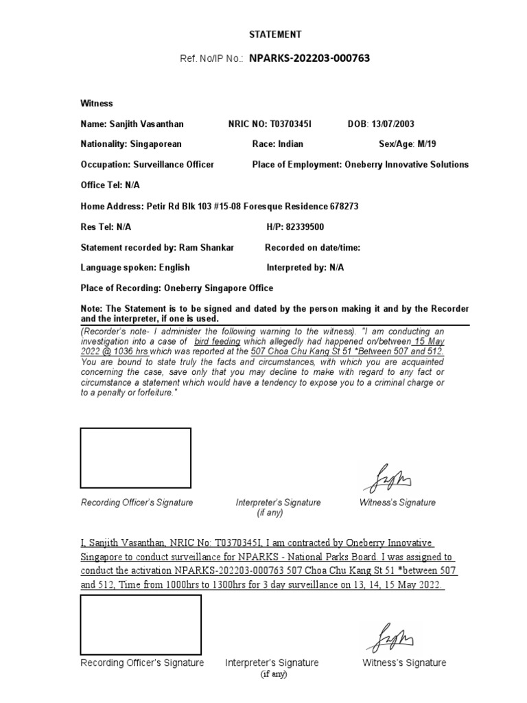 NPARKS - Statement - 507 Choa Chu Kang ST 51 - Between 507 and 512 (SOF) Sanjith | Download Free ...