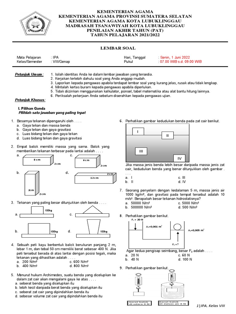Naskah Soal Pat Ipa 2022 | PDF