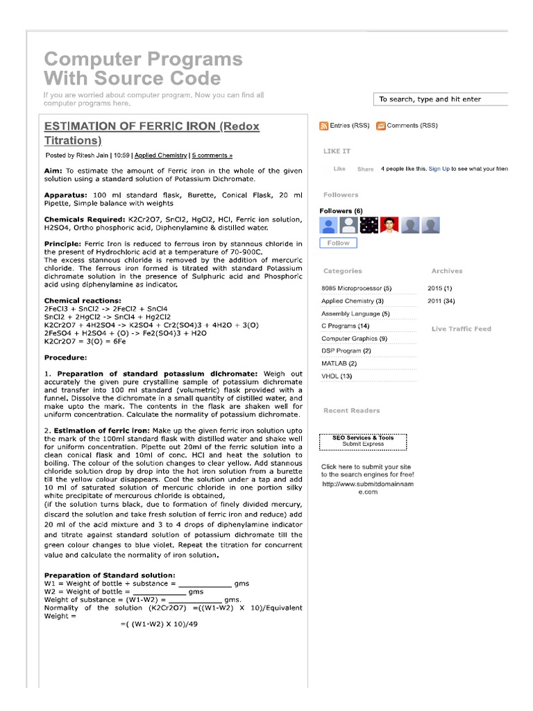 Redox Titrations Pdf