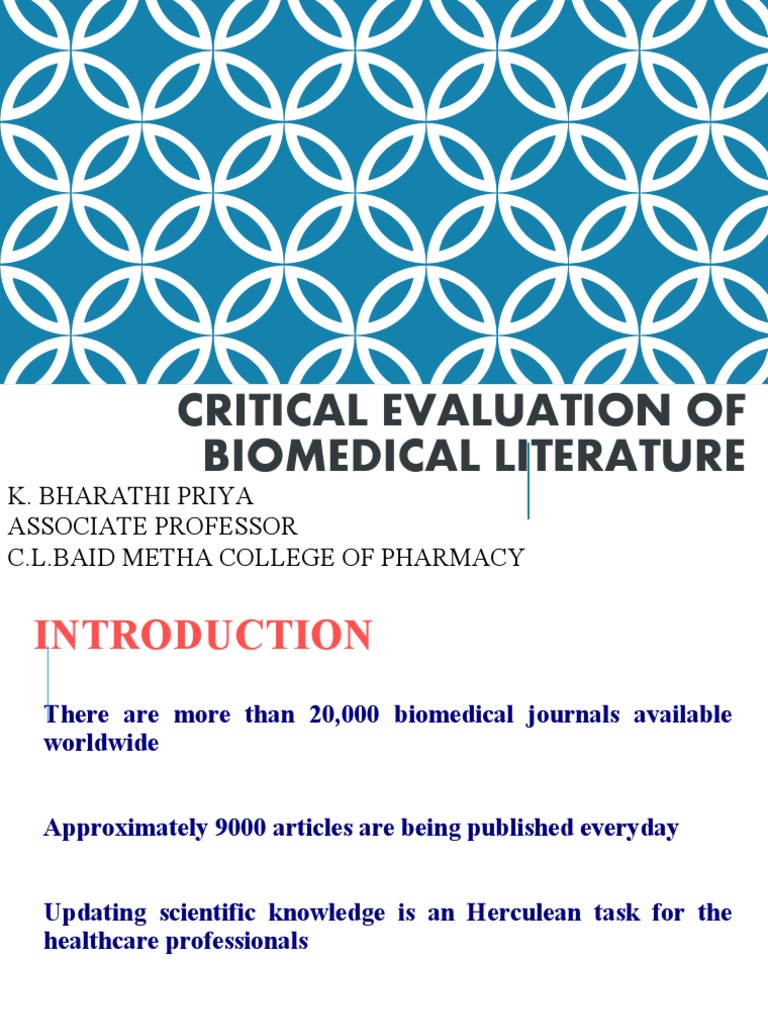 Critical Evaluation of Biomedical Literatures | PDF | Academic Journal ...