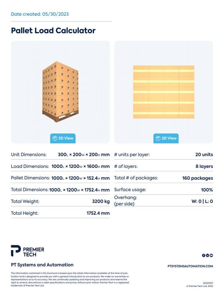 Premier Tech Pallet Calculator - Configuration Results | PDF