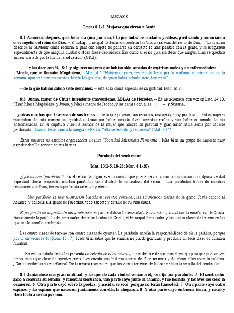 Mujeres y Parábolas en Lucas 8 | PDF | Jesús | Parábolas de Jesús