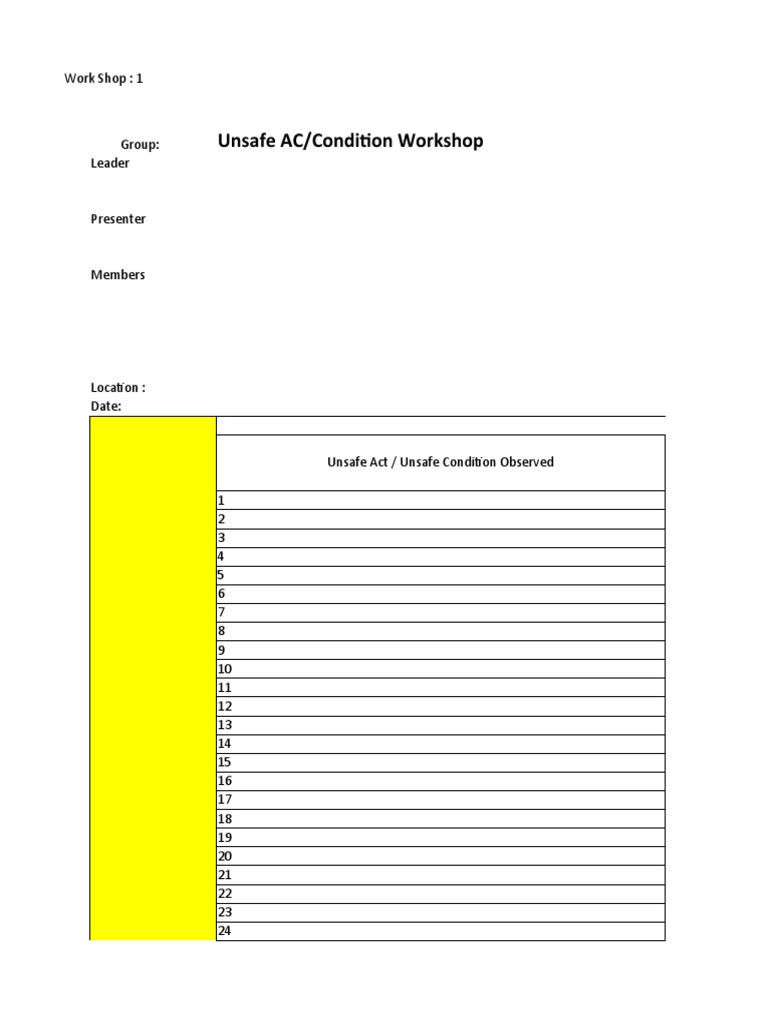 Unsafe Act Condition Form | PDF