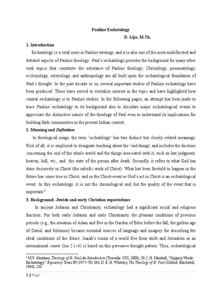 Pauline Eschatology | PDF | Paul The Apostle | Resurrection Of Jesus
