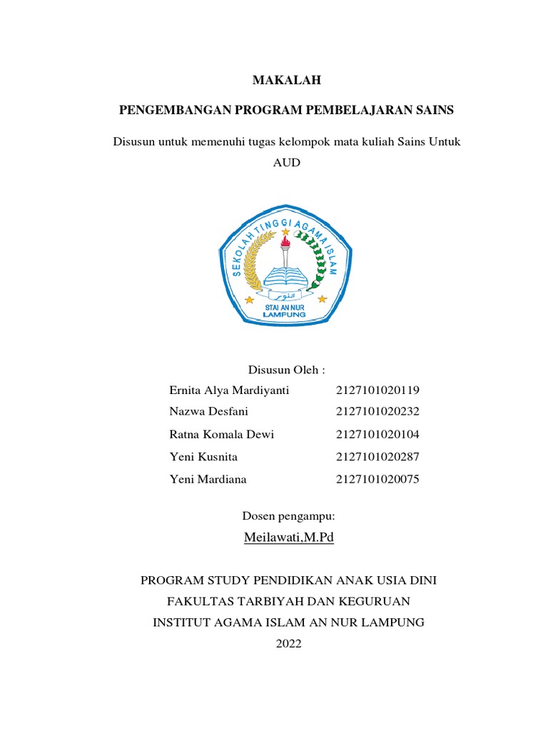 Kel. 3 Pengembangan Program Pembelajaran Sains AUD | PDF