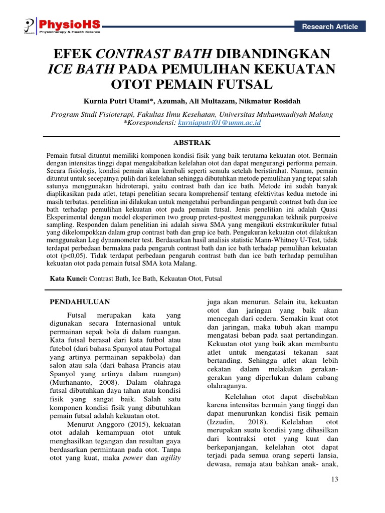 Efektivitas Contrast Bath vs Ice Bath | PDF | Kesehatan Holistik