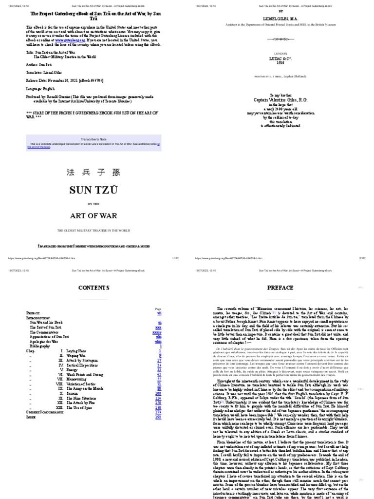 Sun Tzŭ On The Art of War, by Sunzi-A Project Gutenberg Ebook | PDF ...