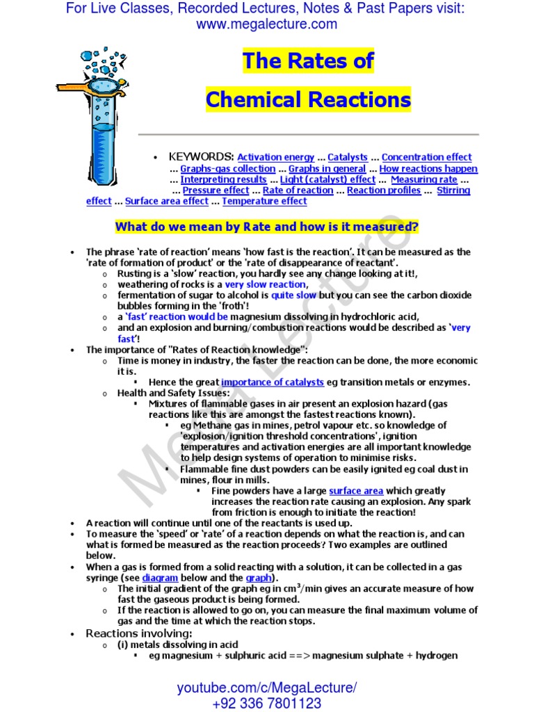 Rate of Chemical Reactions | PDF | Reaction Rate | Chemical Reactions