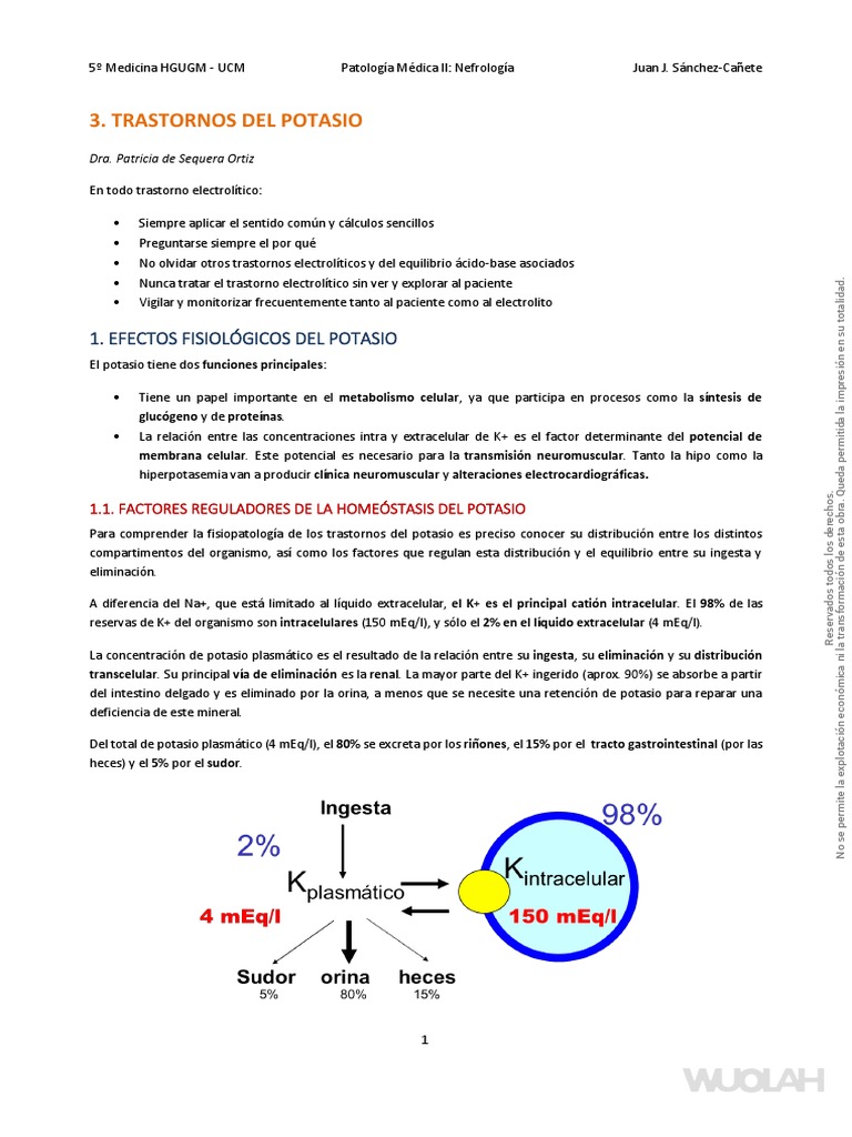 3 Trastornos Del Potasio | PDF | Potasio | Química