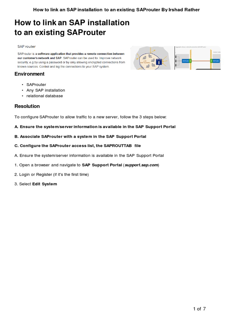 How To Link An SAP Installation To An Existing SAP Router 1662673409 | PDF | Port (Computer ...