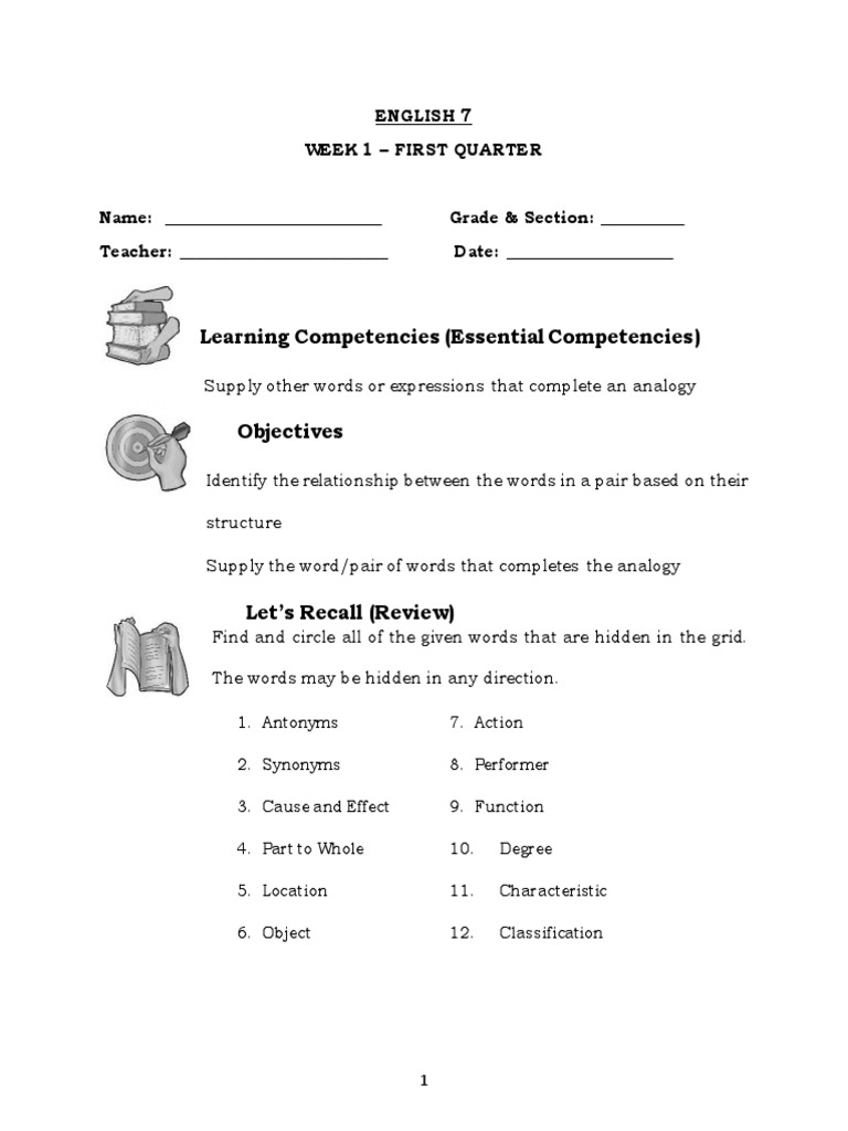 English Grade7 Quarter1 Module1 Week1 | PDF | Grammar | Poster