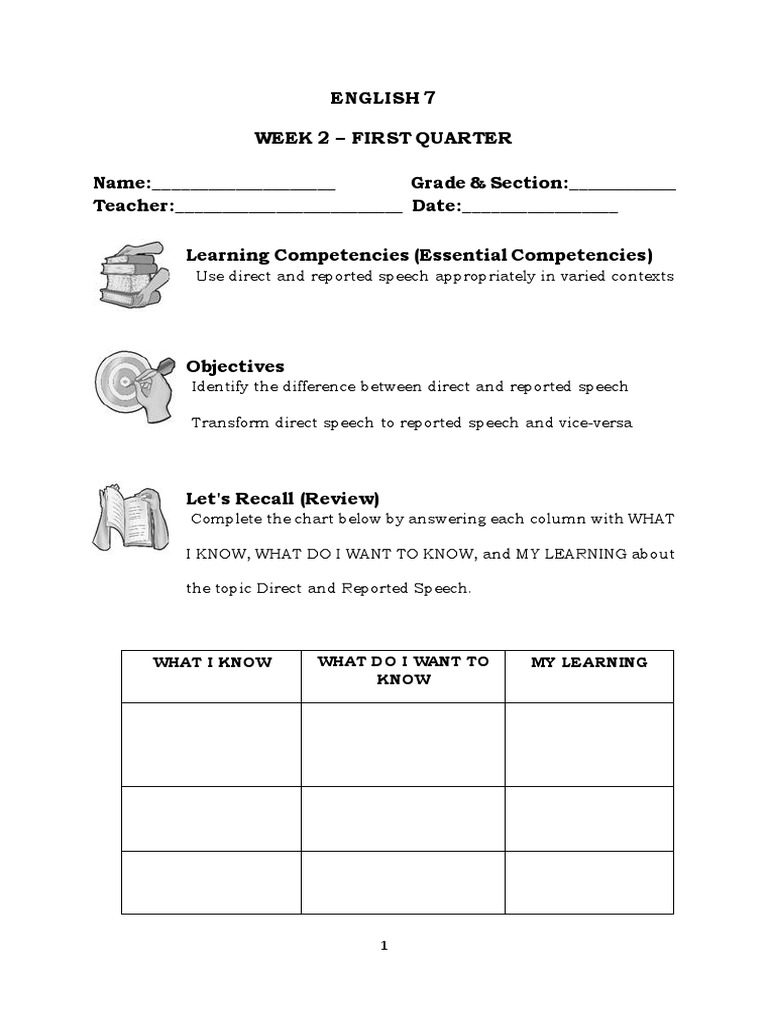 English Grade7 Quarter1 Module1 Week2 | PDF | Grammatical Tense | Verb