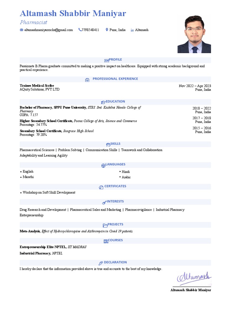Altamash Shabbir Maniyar Resume 22-05-2023-04-03-54 230601 200613 | PDF ...