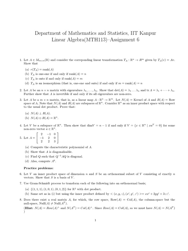 Assignment 6 MTH113 | PDF | Abstract Algebra | Functions And Mappings