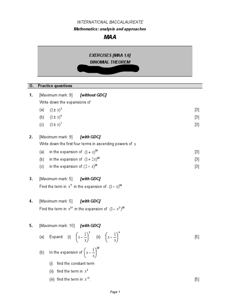 Binomial Theorem Exercises | PDF | Abstract Algebra | Computational Science