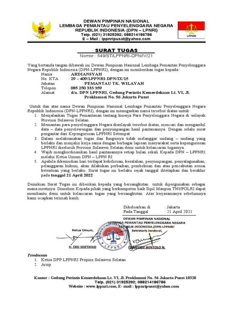 DEWAN PIMPINAN NASIONAL SK Lppnri 4 | PDF