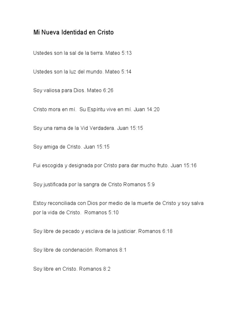 Mi Nueva Identidad en Cristo | PDF | Cristo (título) | Dios en el ...