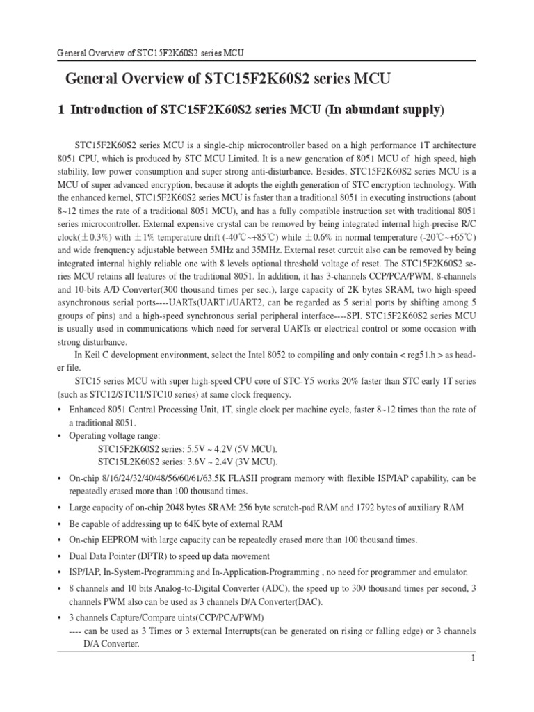 STC15F2K32S2 Features | PDF | Microcontroller | Random Access Memory