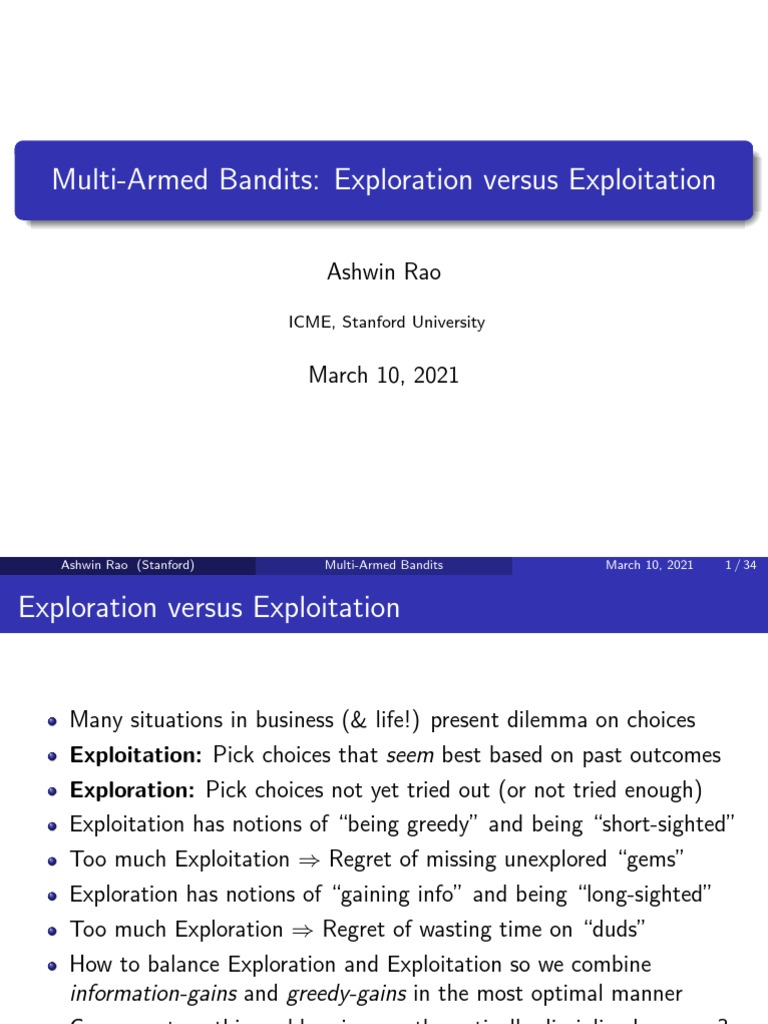 Multi Armed Bandits | PDF