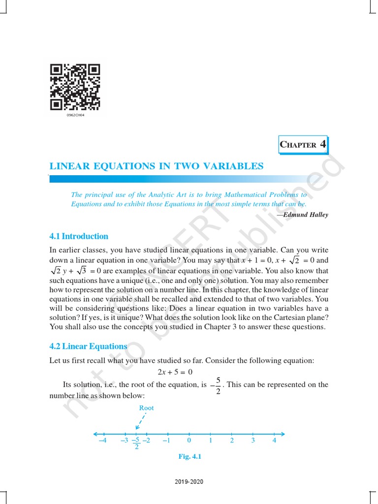 Cbse Class 9 Ncert Book Maths Linear Equations in Two Variables Chapter 4 | PDF | Equations ...
