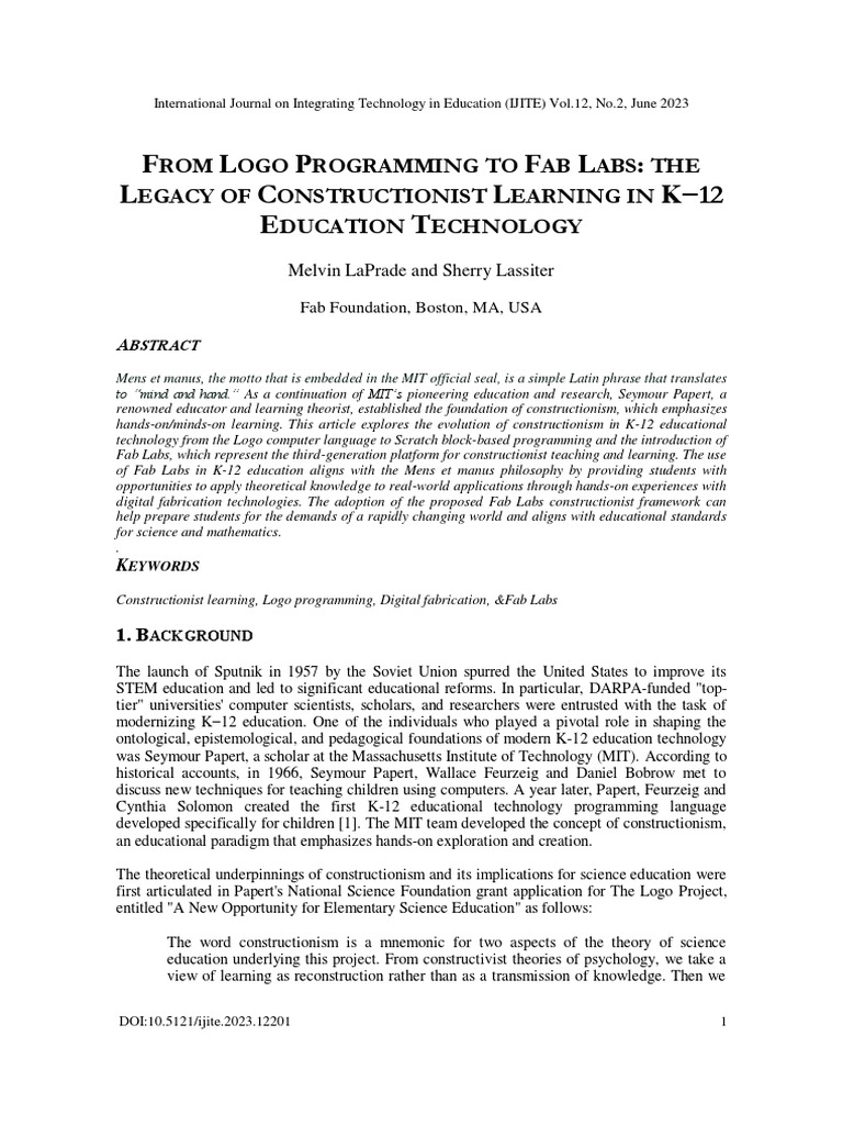 From Logo Programming To Fab Labs: The Legacy of Constructionist ...