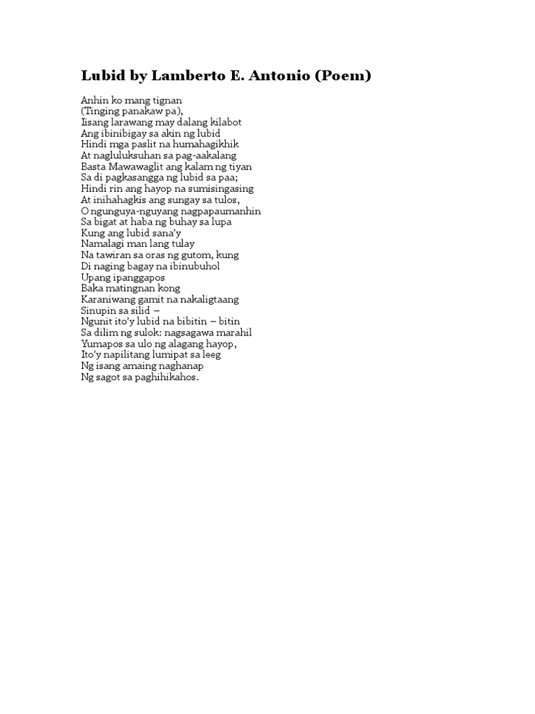 Lubid by Lamberto E. Antonio | PDF