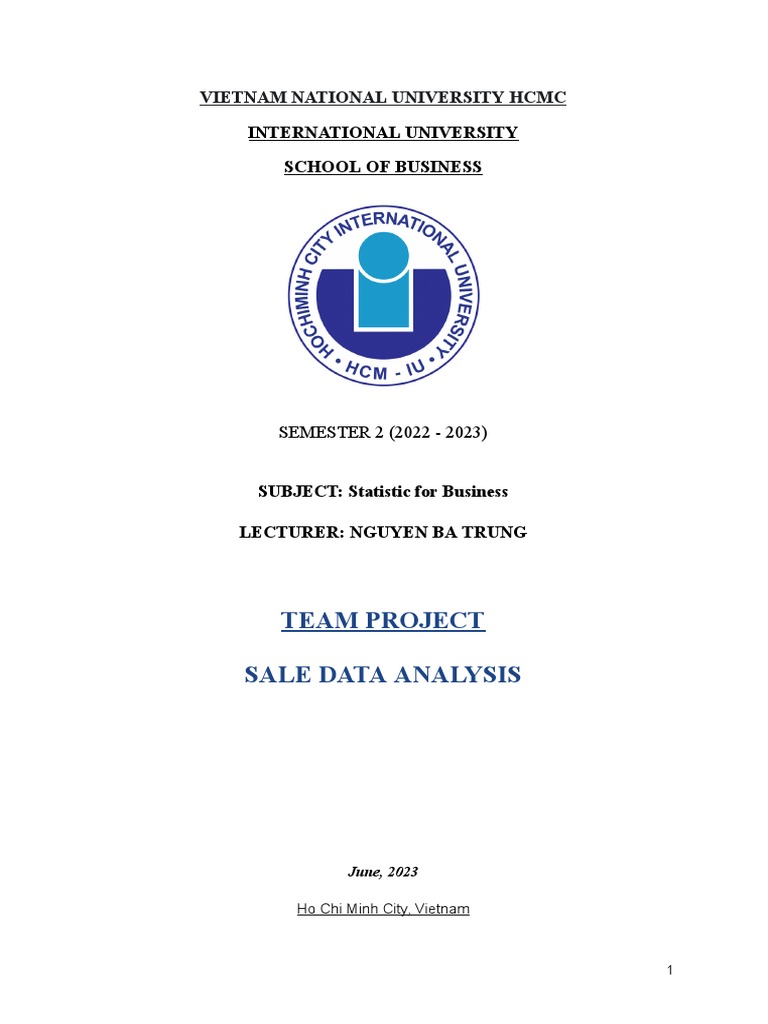 Sale Data Analysis - Group Project Statistics. | Download Free PDF ...