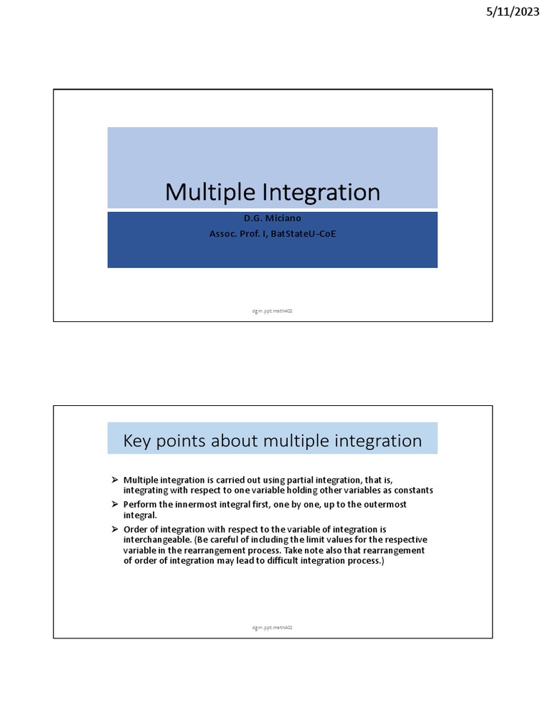 Multiple Integration Pdf Integral Calculus 8252