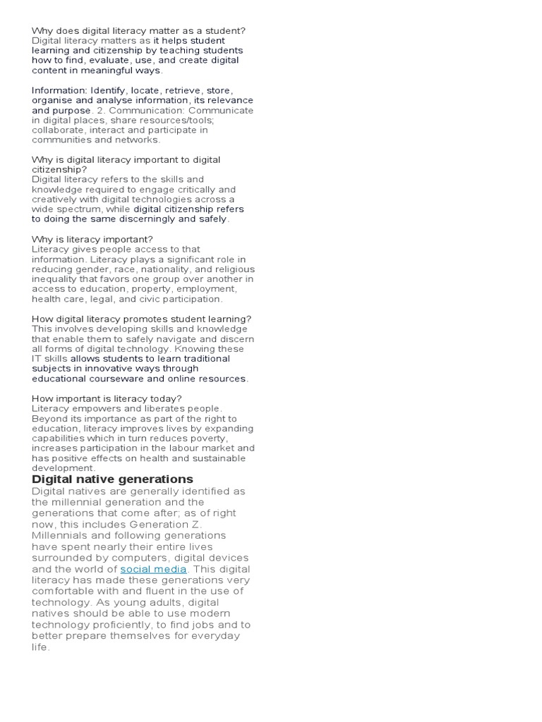 Why Does Digital Literacy Matter As A Student | PDF | Social Science