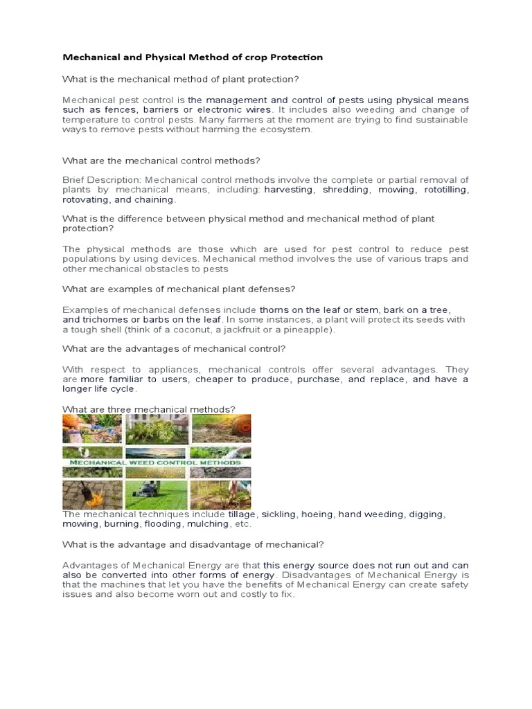 Mechanical and Physical Crop Protection Methods | PDF