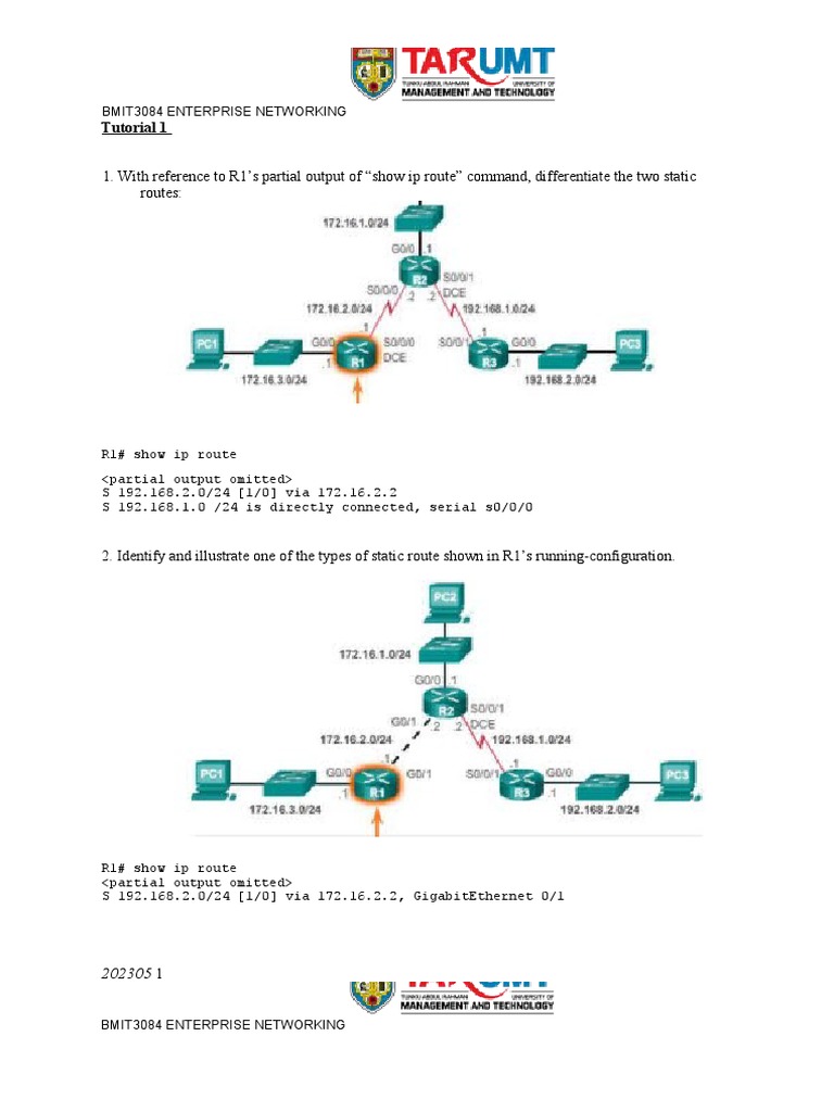 T1 Ip Static Routing Troubleshoot Static And Default Routes Pdf Ip Address Router Computing