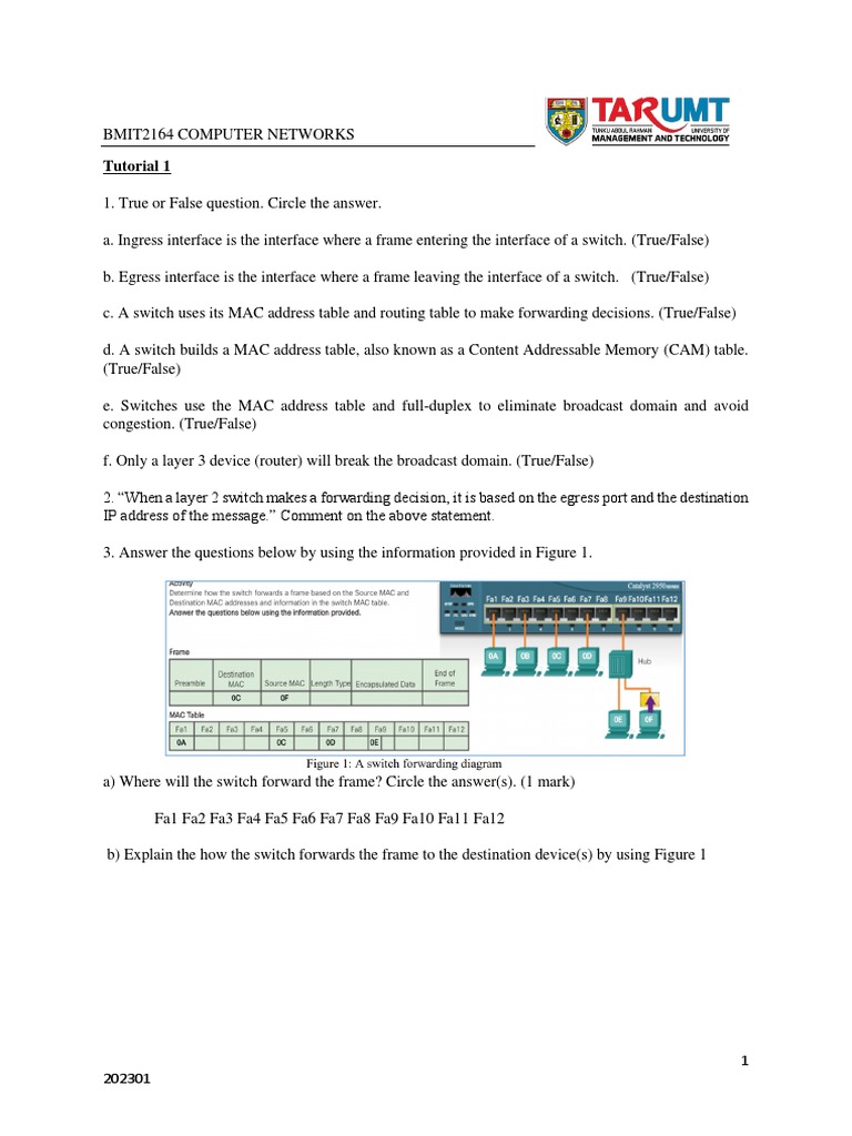 BMIT2164 T1 Switching Concept | PDF | Network Switch | Duplex (Telecommunications)