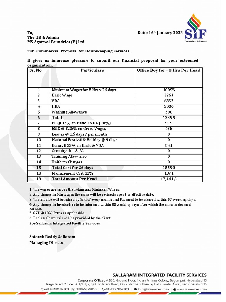 Amended Quotation For Office Boy | PDF