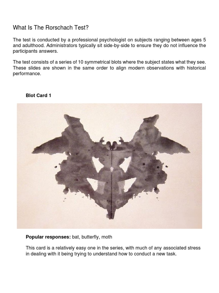 Rorscach Ink Blot Description | PDF | Psychology | Psychological Concepts