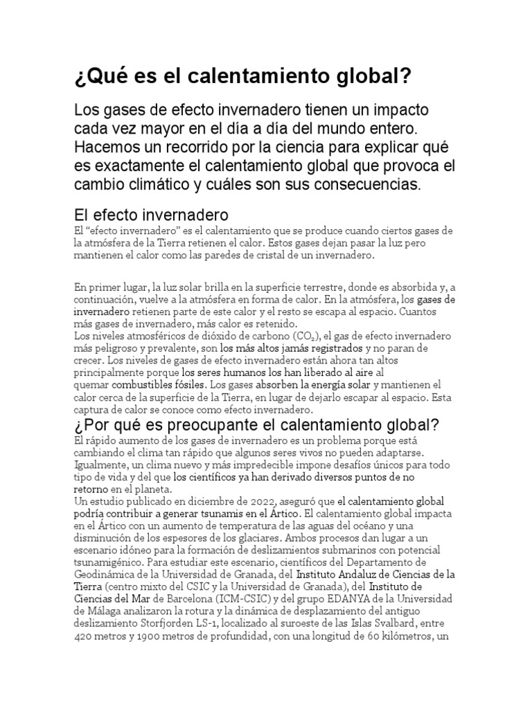Qué Es El Calentamiento Global | PDF | Gases de efecto invernadero ...
