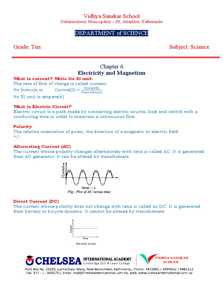 Electric Current Production and Effects | PDF | Electromagnetic ...