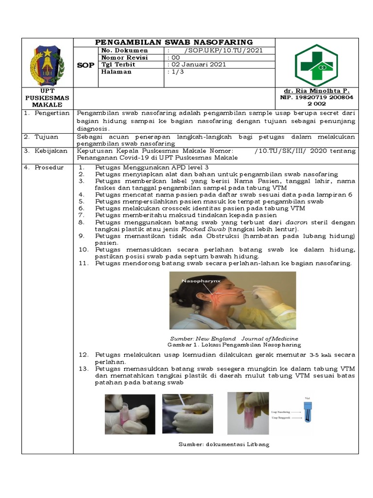 Sop Swab Nasofaring | PDF