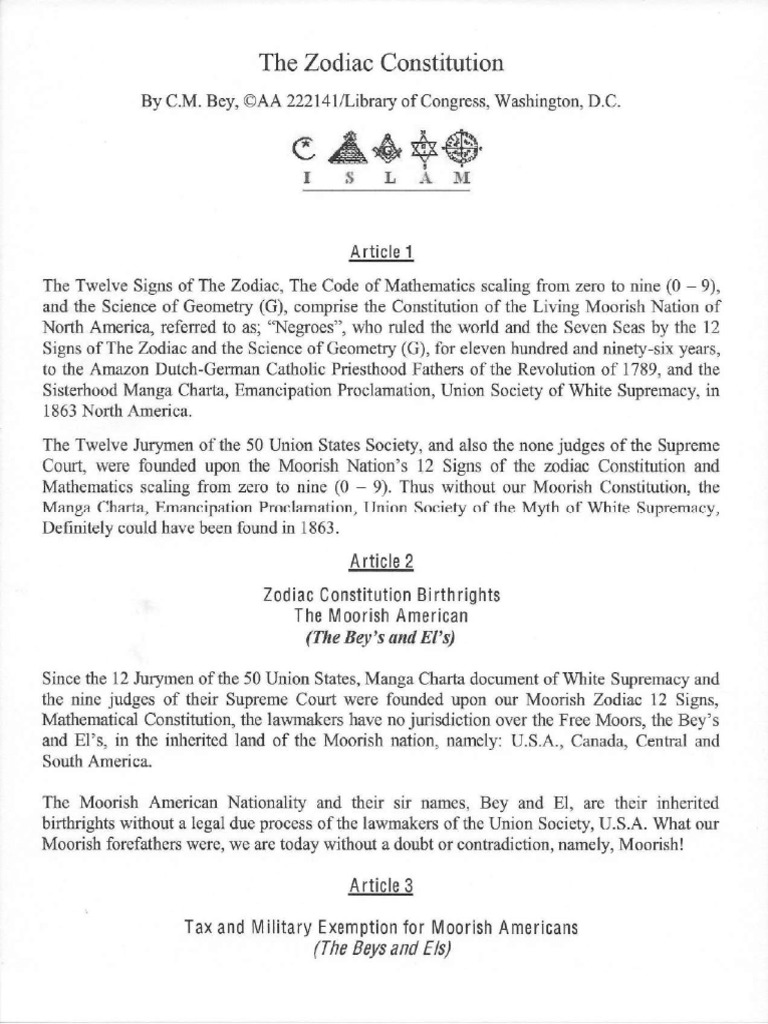 Zodiac Constitution | PDF