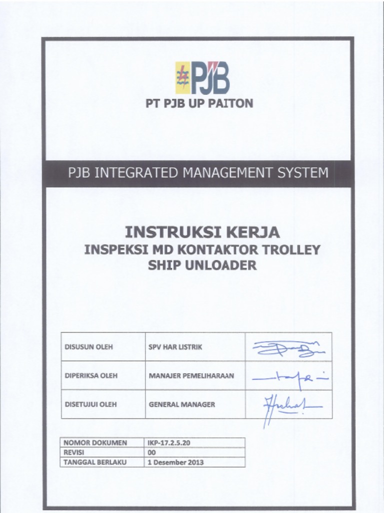 IK Inspeksi MD Kontraktor Trolley Ship Unloader | PDF