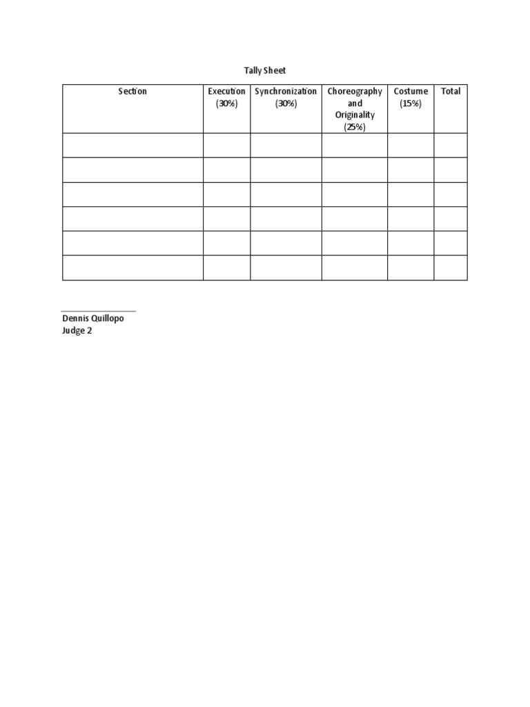 Tally Sheet | PDF