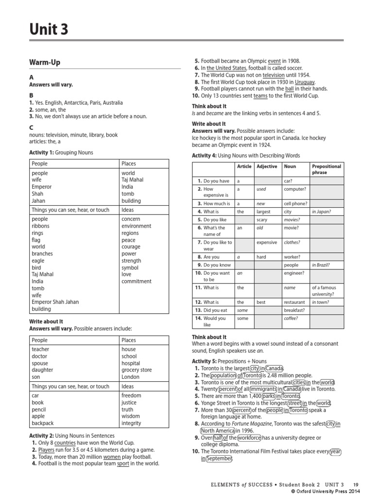 Elm2 U03 Ak | PDF | Plural | Grammatical Number