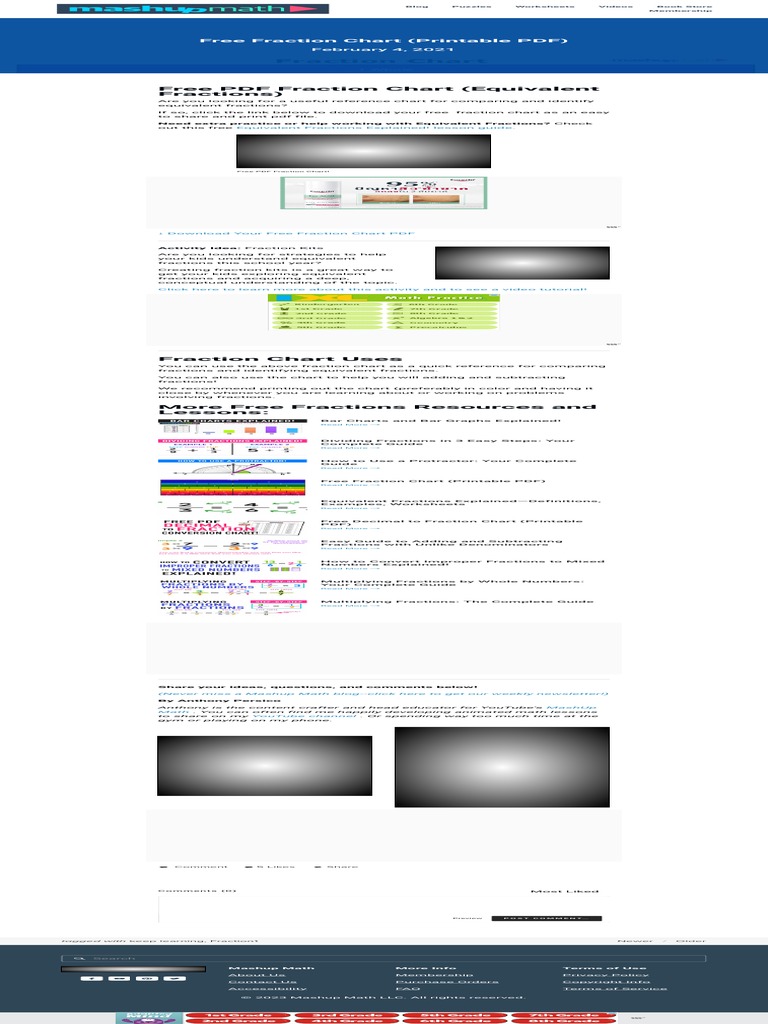 Free Fraction Chart (Printable PDF) - Mashup Math | PDF