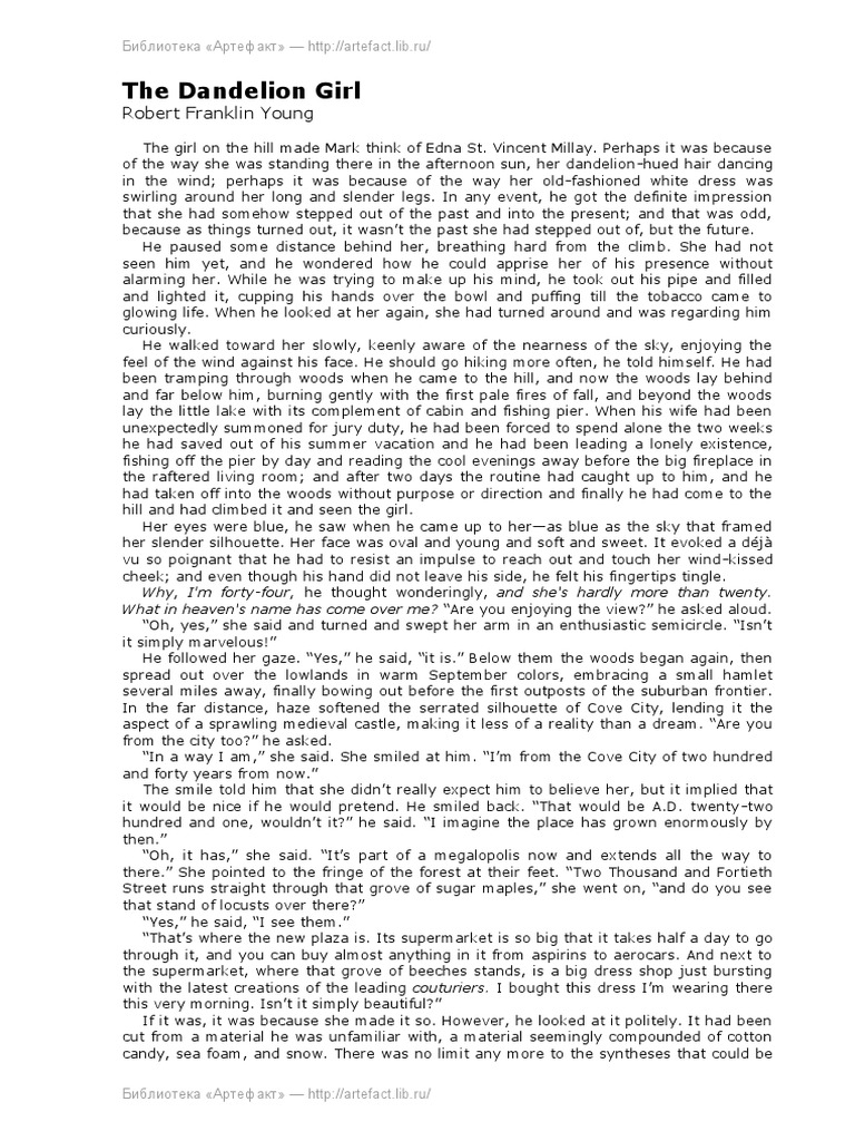 Роберт Янг - The Dandelion Girl | PDF