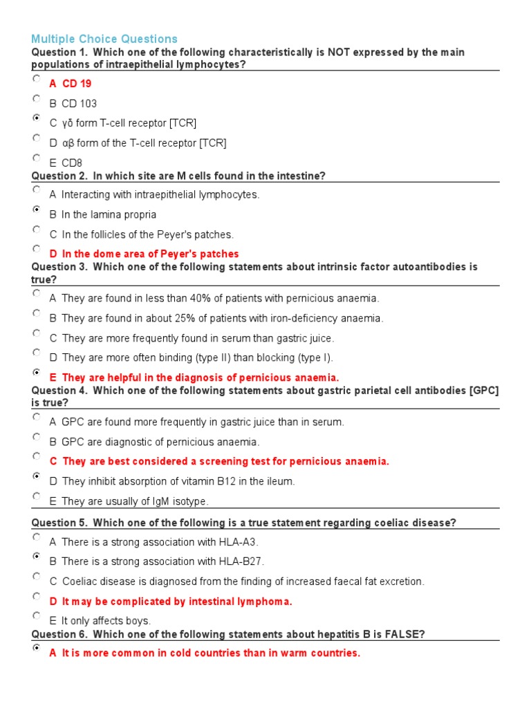 Multiple Choice Questions (GIT) | PDF | Inflammatory Bowel Disease | Crohn's Disease
