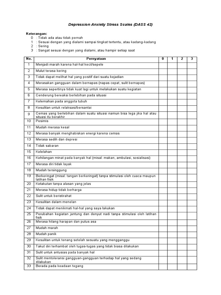 Depression Anxiety Stress Scales (DASS) | PDF